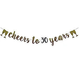 Cheers To 30 Years Banner Gold And Black Glitter Paper Party Decorations For 30 TH Wedding Anniversary 30 Years Old 30TH Birthday Party Supplies Letters Black And Gold Betteryanzi