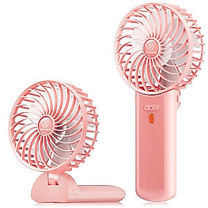 JZCreater Mini Handheld Fan,Portable Hand Held Fan, 15H Cooling Fan, Quiet 4 Speed, USB Rechargeable Battery Operated Desk Fan, Small Folding Electric Fan for Travel Outdoor Home Office Makeup, PINK