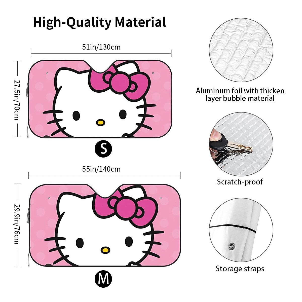 Wasinle Cartoon Car Windshield Sunshade Blocks Sun Visor Protector Foldable Sun Shield Keep Your Vehicle Cool, Fits Windshields of Most Sizes（Small 51 x 27.5 in） Black 6