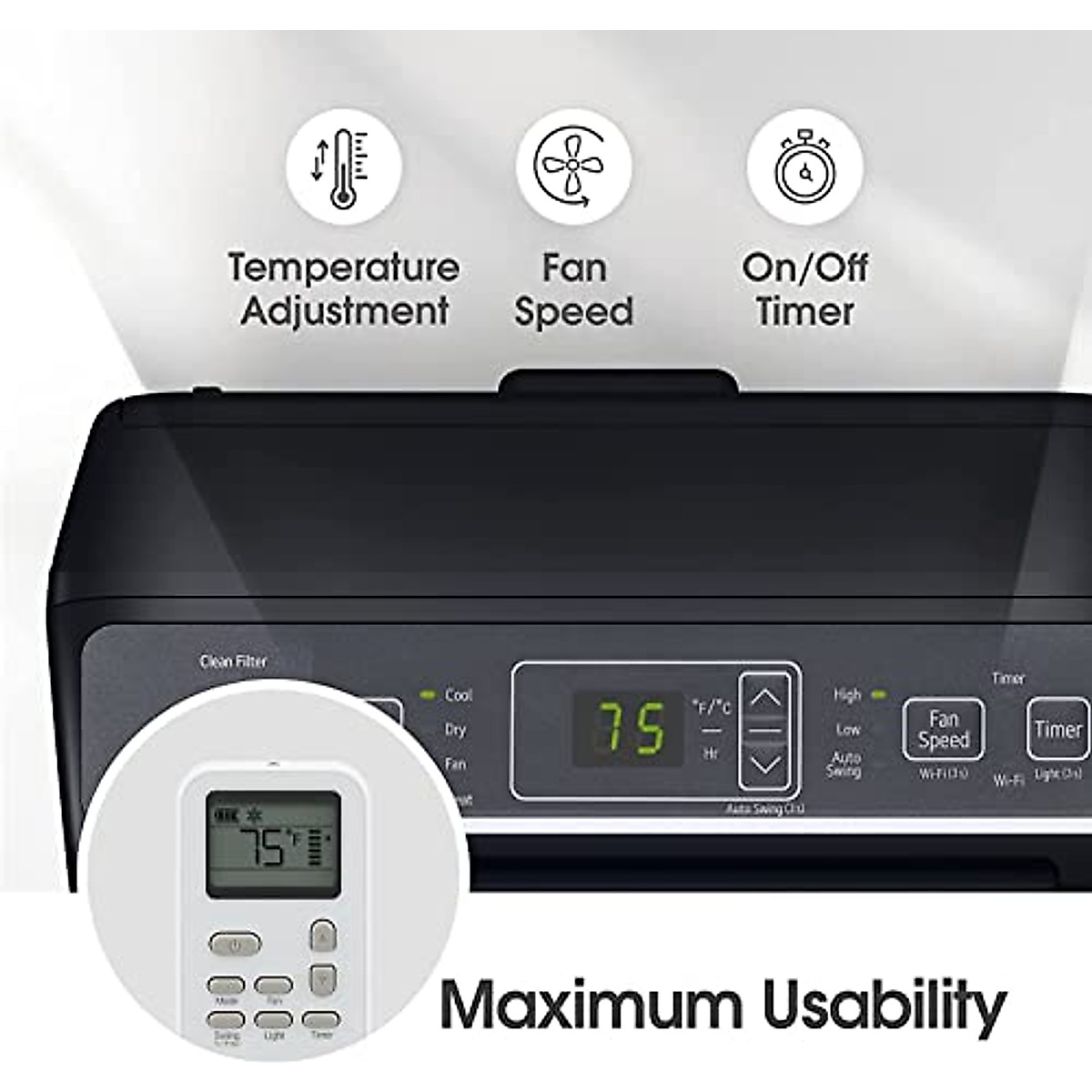 LG 10000 BTU Portable Air Conditioners [2023 New] Wheels for Easy Install LCD Display Remote Control Wifi AppCools 450 Sq.Ft 3-in-1 function Timer air conditioner AC Unit Home Room Black LP1023BSSM