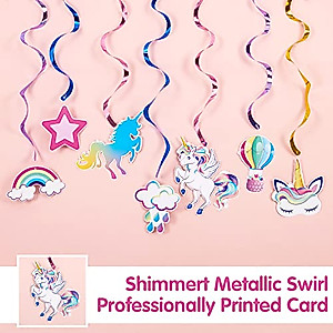 Unicorn Hanging Swirls - 21PCS Rainbow Unicorn Birthday Decorations Ceiling Streamers for Girls Birthday Party Supplies Unicorn Theme Hanging Decor
