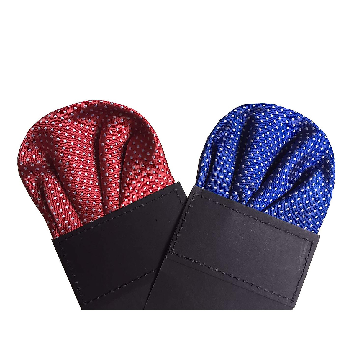 PreFolded Pocket Squares for Men On Card Polka dots Polyester Stain 8 Pieces