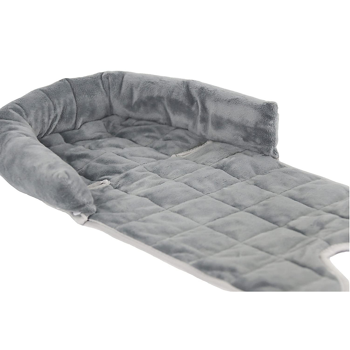 Long-Ci 2-in-1 Baby Insert Cushion Pad with Head Neck Body Support Pillow in Velvet for Newborn (Gray Beige)