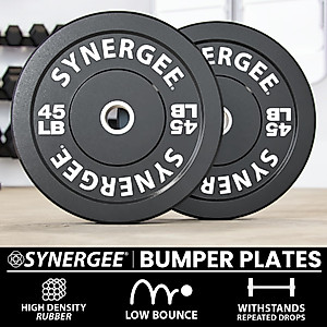 Synergee Bumper Plates Weight Plates Strength Conditioning Workouts Weightlifting 45lbs Pair
