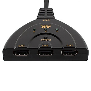 HDMI Splitter – Advanced 3 in 1 Out HDMI Splitter – 3-Port HDMI Adapter with HDMI Cable – HDMI Switcher for 4K, 1080P, 3D Devices – Excellent Signal Transfer – Compatible with HDTV, Game Consoles, PC