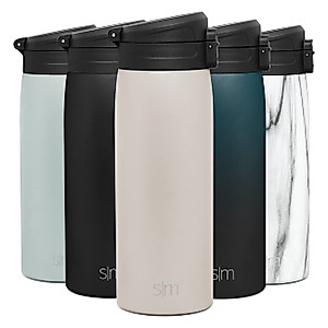 Simple Modern Insulated Thermos Travel Coffee Mug with Snap Flip Lid | Leakproof Reusable Stainless Steel Tumbler Cup | Gifts for Women Men Him Her | Kona Collection | 16oz | Almond Birch