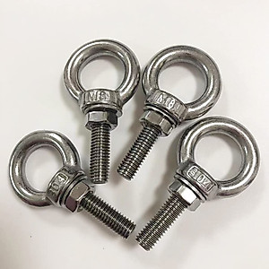 HYXXYY Stainless Steel Eye Bolt, 4 pack M8 Shoulder Eye Bolts 5/16" X 1.18"with Nuts and Washer Thread Lifting Ring Eyebolt (Thread Length 30mm)