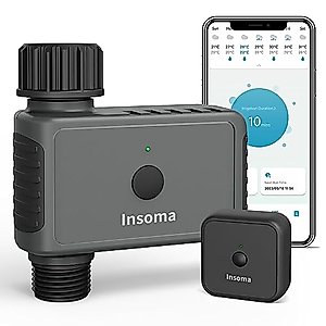 WiFi Sprinkler Timer, WiFi Water Timer for Garden, Irrigation Hose Timer with Hub, APP & Voice Control, Remote Control Irrigation System Compatible with Alexa, Two Irrigation Modes/Rain Delay