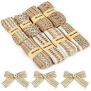VGOODALL Jute Ribbons, 8 Rolls Burlap Lace Ribbons Rustic Ribbons for Crafts Gift Wrapping Party Decor