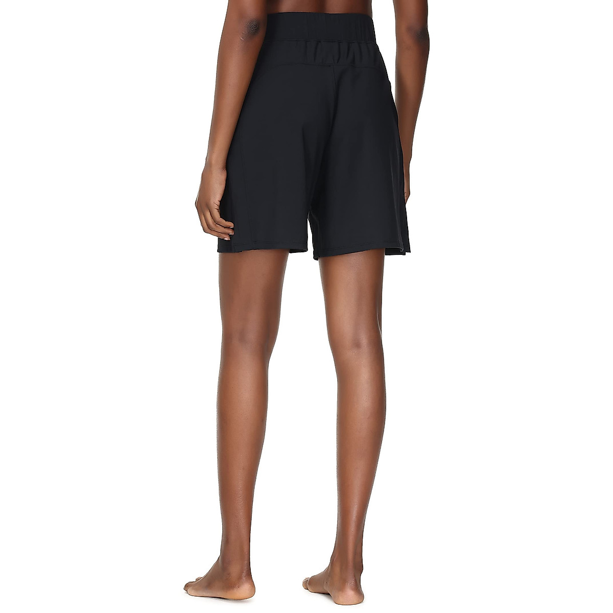 Women's Bermuda Shorts Athletic Long Loose Fit Shorts with Pockets Drawstring Lounge Shorts for Walking Workout Yoga (Black, X-Large)