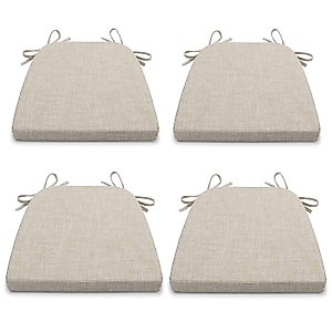 Shinnwa Dining Chair Cushions Set of 4 U Shaped Kitchen Seat Cushions for Chairs Non Slip High Density Foam Padded Chair Pads with Ties Beige