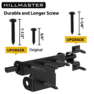 Hillmaster Slide Bolt Gate Latch for Wooden Fence Door Lock with Padlock Hole,Heavy Duty Sliding Bolt Gate Lock Door Latch Black Barrel Bolt Slide Latches Gate Hardware for Wood Vinyl Fenc Barn Shed