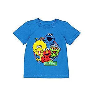 Sesame Street Boys’ Short Sleeve T-Shirt for Infant and Toddler – Blue or Red