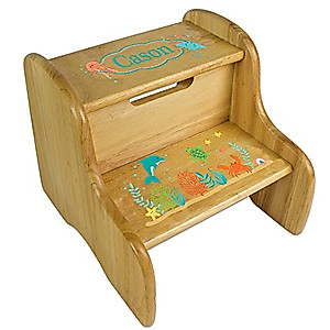 Personalized Sea and Marine Natural Two Step Stool