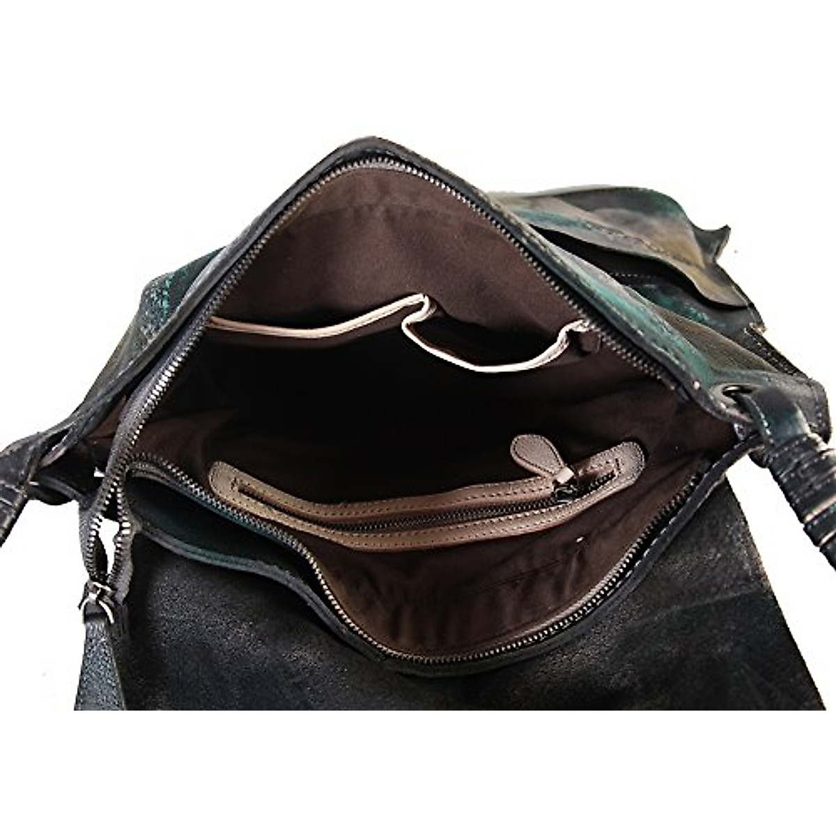 DIOPHY Fringe Genuine Leather Large Hobo Shopping Tote Handbag 150294 Brown