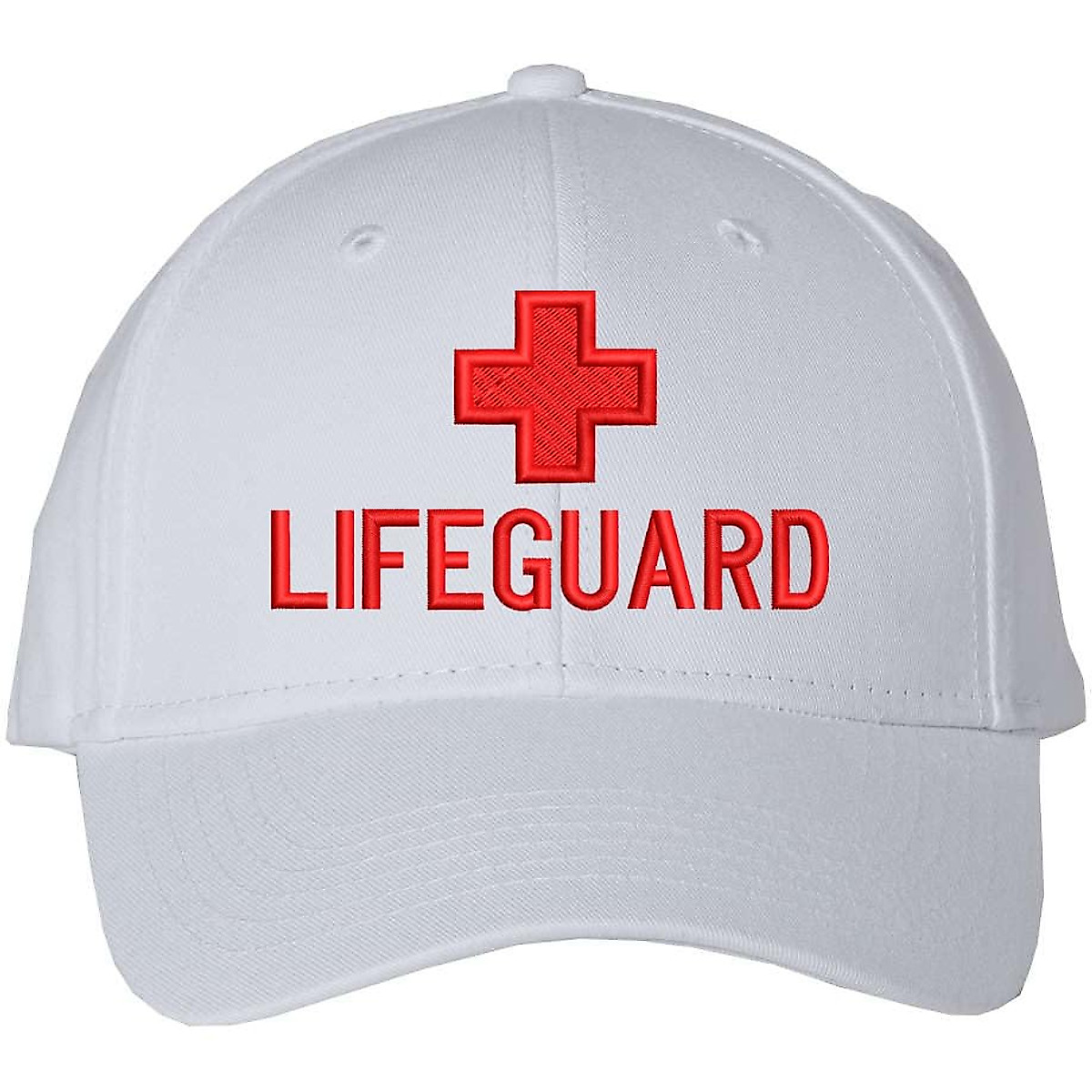 Lifeguard + Baseball Hat | Structured Life Guard Cross Beach Rescue Watch Pool Safety Duty Uniform Cap (White)