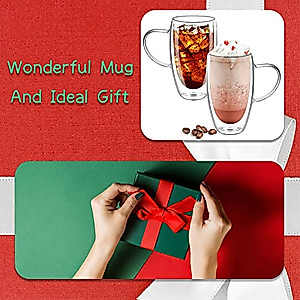 E-Greetshopping 16 oz Double Wall Glass Coffee Mugs,Insulated Layer Coffee Cups with Handles,Cappuccino Latte Macchiato Glasses Cups, Heat Resistant for Hot Drinks Tea Milk Juice Ice Cream(Set of 2)