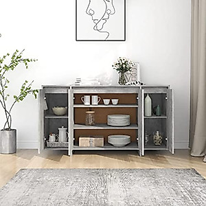 loibinfen Sideboard Buffet Server Storage Cabinet with 4 Doors, Console Table Home Kitchen Sideboard Dining Room Furniture Entryway Cupboard, Concrete Gray 53.1"x16.1"x29.5" -AA