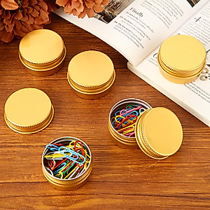 LDXDRU 60 Pack 1oz Metal Tin Cans, Round Small Tins with Lids, Tin Containers With Lids for Candles Salve Cosmetic Lip Balm Candies Food Storage, Golden