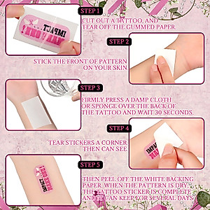 Landhoow 240 Pcs Breast Cancer Awareness Face Tattoos Bulk Pink Ribbon Temporary Tattoo Glitter Eye Body Tattoo Stickers and Decals for Breast Cancer Awareness Party Supply