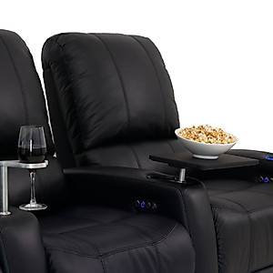 Blaze XL900 Home Theatre Furniture - Black Premium Leather - USB Charging Port - Memory Foam - Accessory Dock - Lighted Cups - Power Recline - Straight Row 4 with Middle Loveseat