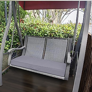 Faible Poisson Outdoor Bench Cushion and Replacement Cover, 42 x 18 Inch Waterproof Porch Swing Cushions with Handle and Anti-Slip Straps for Garden Patio Furniture