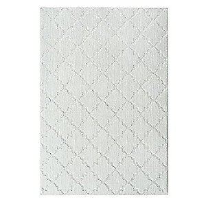 JOLENE.K 8x10 Large Shag Bedroom Rug, Untra Soft Solid Lattice Rug, Tufted Modern Geometric Area Rug Non-Shedding, Non Slip Moroccan Area Rug, Indoor Living Room Area Rugs, Grey 8'x10'