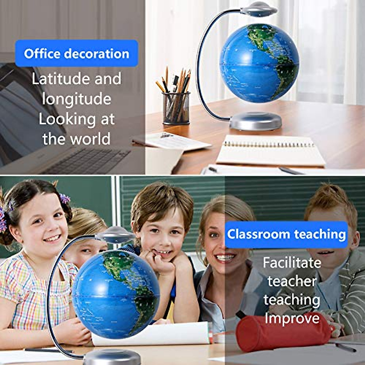 Floating Globe, 3D Rotation with Led Magnetic Levitation Globe, Floating World Map for Learning and Education, Home Desk Decoration, Creative Gift Decoration