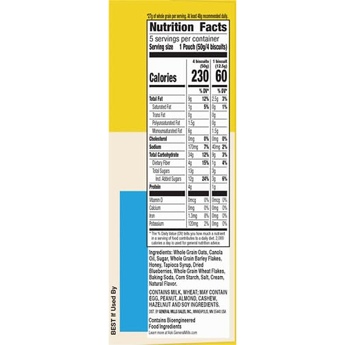 Nature Valley Blueberry Biscuits, Made With Whole Grain, 5 ct, 8.85 OZ
