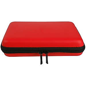 GPCT Nintendo 2DS Hard Shell EVA Carry Case Cover Bag. Protects Against Bumps/Drops/Dust/Dirt/Scratches. Protective Travel Storage Cover Pouch W/ 8 Game Holders, Double Zipper Zip Pocket- Red