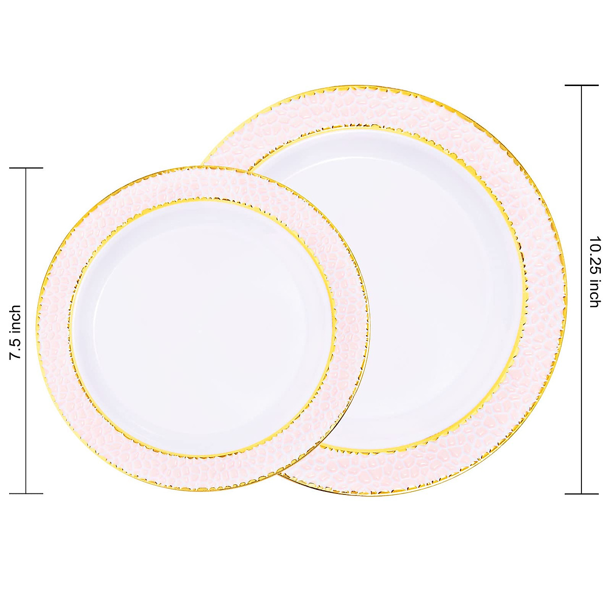 Liacere Plastic Plates, 102PCS Pink w/Gold Rim - Classic Style Disposable Plates for Mother's Day, Party, Easter & All Occasions