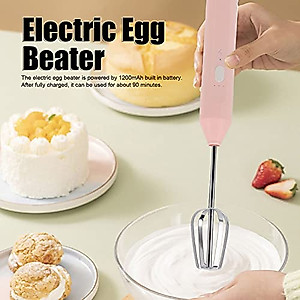 Electric Hand Blender，3 in 1 Immersion Blender Handheld Egg Beater, Beater Electric Milk Frother Coffee Blender Milkshake Blender Foamer Kitchen Tools(Pink)