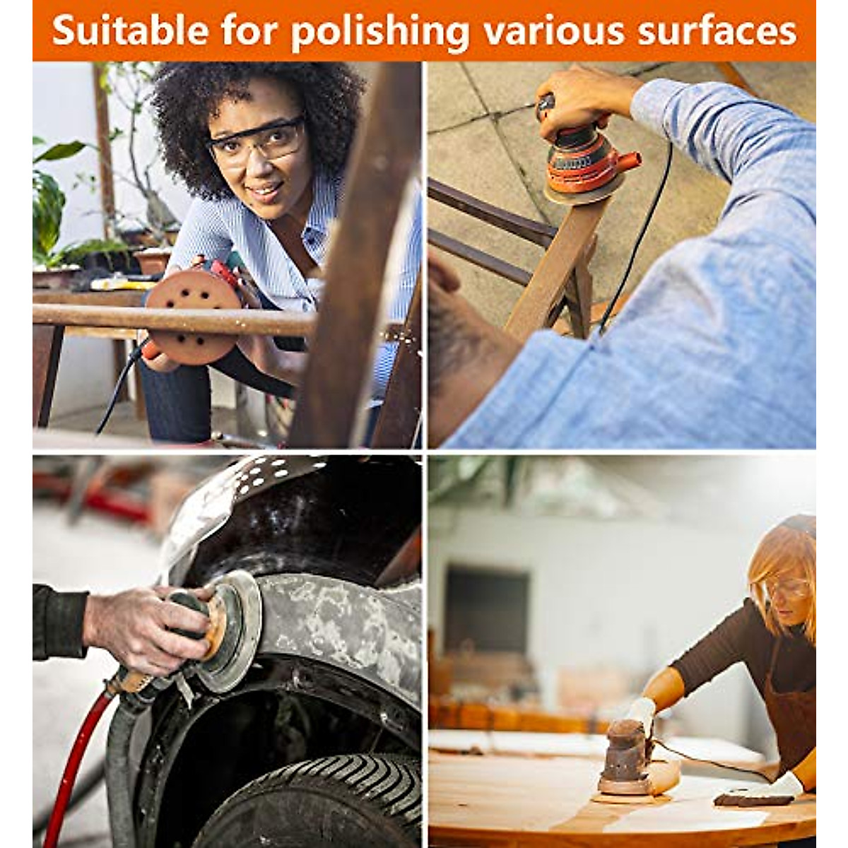 60Pcs Sanding Discs 5 Inch 8 Holes, 1000/800/600/400/320/240 Grit Sandpaper for Random Orbital Sander