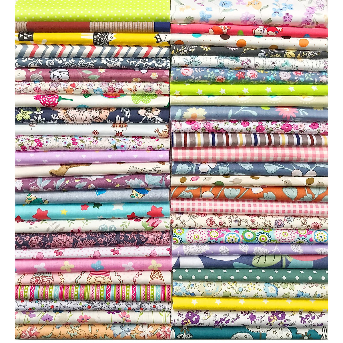 Cotton Quilting Fabric Misscrafts 50pcs 8" x 8" (20cm x 20cm) Craft Supplies Top Fat Quarter Bundles Floral Precut Fabric Square for DIY Craft Patchwork