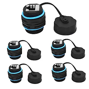 AUSGLEIFEN 5PCS Panel Mount RJ45 Waterproof Connector IP68 Shielded (STP) Cat5/5e/6 8P8C Ethernet LAN Cable Connector Network Cable Double Head Outdoor LAN Coupler Adapter with Waterproof/Dust Cap