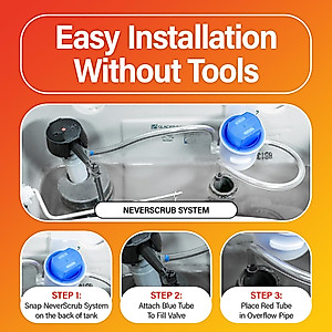 NeverScrub! Self Cleaning Toilet System - Automatic Toilet Bowl Cleaner with Starter Cartridge, Lasts Up 3 Months Continuous Cleaning - Refillable Toilet Bowl Cleaner for Stains, Rings, and Odor