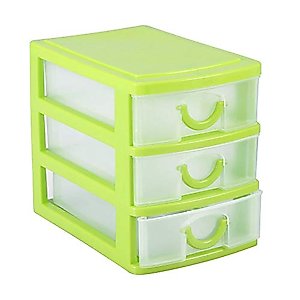 TOPINCN Plastic 3 Drawer Jewelry Box, Compact Storage Organization Drawers Set for Cosmetics, Dental Supplies, Hair Care, Bathroom, Office, Dorm, Desk, Countertop(3 Layers of Green)