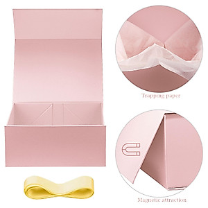MOYEUPAC Gift Box 9" X 7" X 4" with Magnetic Closure Lid for Gift Packaging, Gift Box for Father's Day, Mother's Day, Presents Christmas and Various Holidays (Pink)