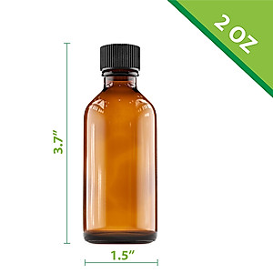 VINEVIDA 2 oz Amber Glass Bottles - 12 Pack Amber Boston Glass Bottles With Poly Cap and Accessories - Chalk Labels, Funnels - Empty Tincture Bottles for Essential Oils, Lab Chemicals, and Perfumes