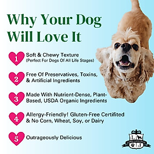 Lord Jameson Daily Greens Organic Dog Treats, Organic Dog Treats Made with Spinach and Chia Seeds, Dog Treats That Support Stomach and Digestive Health, 6 oz. Bag