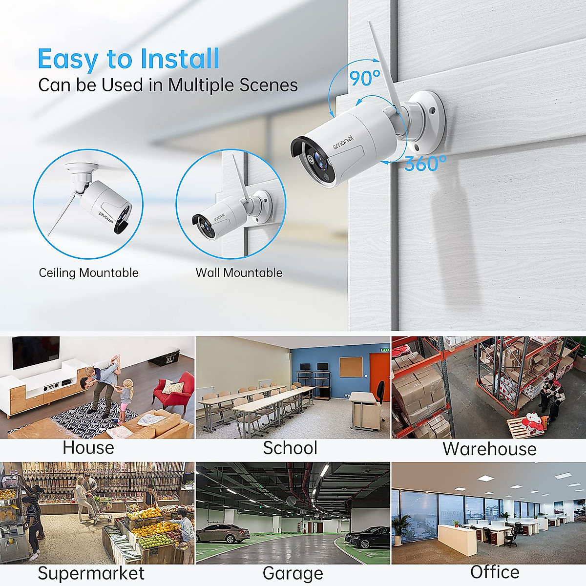 Wireless Security Camera System,SMONET 1080P 8 Channel Home Surveillance DVR Kits with 4pcs 2MP Full HD Cameras 1TB HDD Night Vision Motion Detection Free App for Indoor Outdoor 24/7 Video Recording