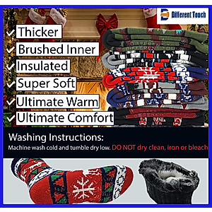 6 pairs Packs Thermal Lodge Socks for Men and Women, Heated Winter Non-Skid Boot Socks, Insulated for Cold (as1, numeric, numeric_10, numeric_13, regular, regular, Assorted Winter Themed, 10-13)
