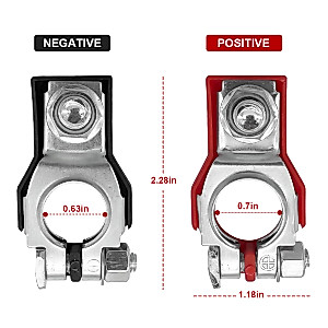 AUCELI Battery Terminal Connector, Top Post Battery Cable Terminal Clamp Set, Positive and Negative 1 Pair with 2 Washers, Good Contact Corrosion Resistance Car Accessories for SUV Van Motorcycle