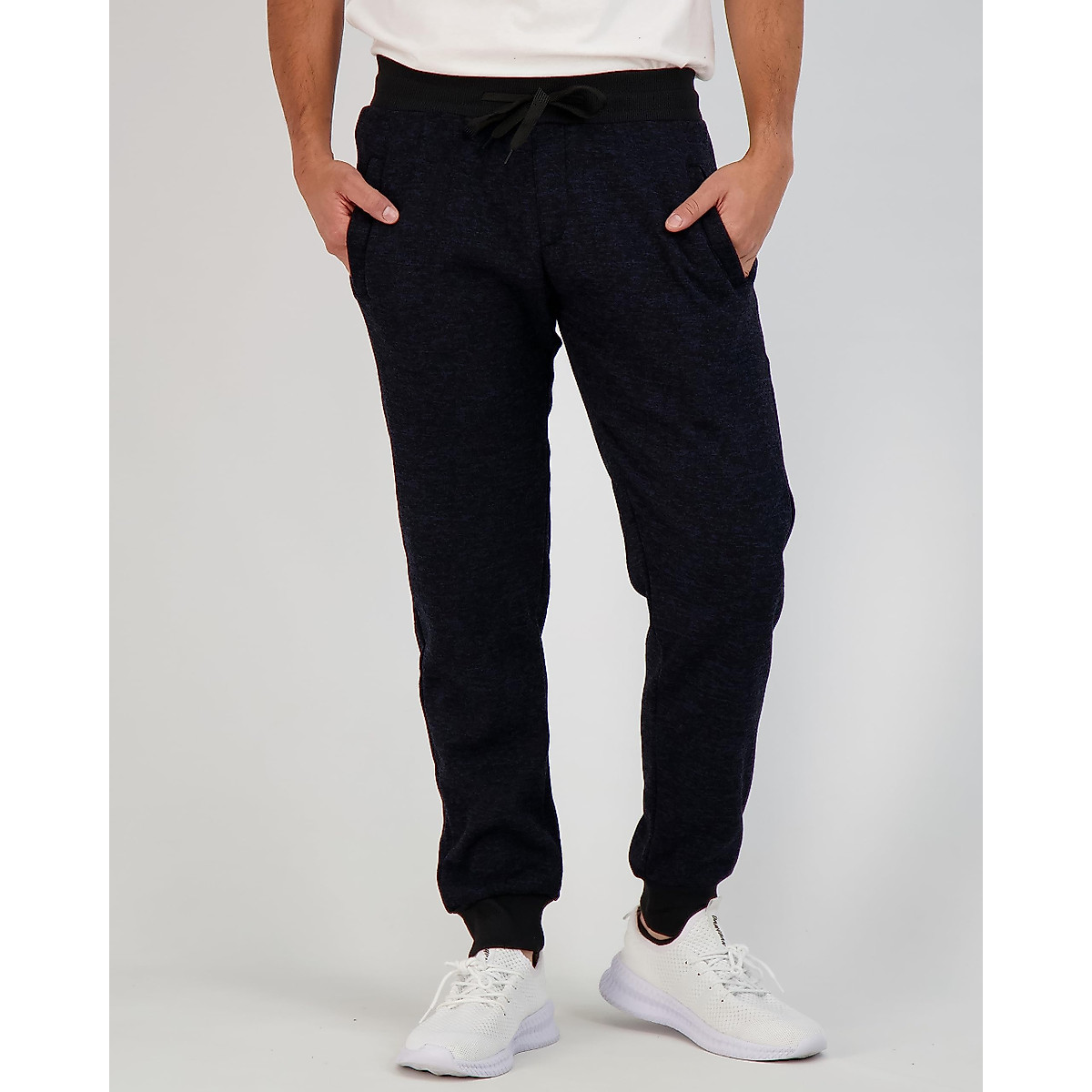 Real Essentials Mens Joggers Sweatpants Fleece Pants Sweat Clothing Pockets Baggy Elastic Cuffed Workout Bottom Athletic Soft Warm Winter Jogging Gym Active Track Work Tapered, Set 4, XL, Pack of 3