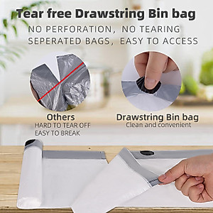 4 Gallon Trash Bags, 40 Count Drawstring Garbage bags, Thickened Unscented Wastebasket Liners for Bathroom Bedroom Office Trash Can