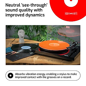 Acrylic Turntable Mat - 11.75" RedLit Vinyl Record Acrylic Mat - Precision Machined Acrylic Turntable Platter Mat with Record Label Recess - See-Through Record Mat for Standard 12" Turntable Platters