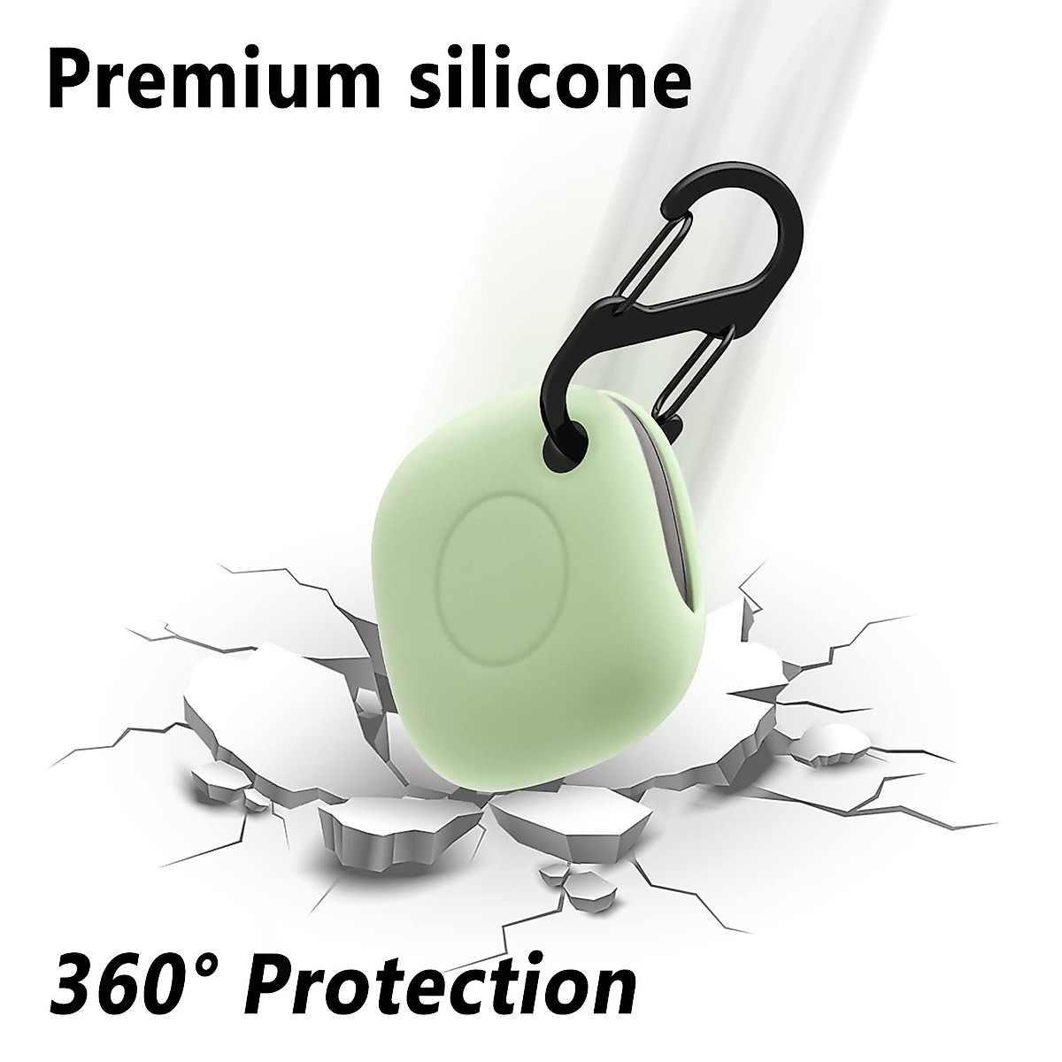 Geiomoo Silicone Case Compatible with Galaxy SmartTag, Protective Cover with Carabiner (Luminous Green)