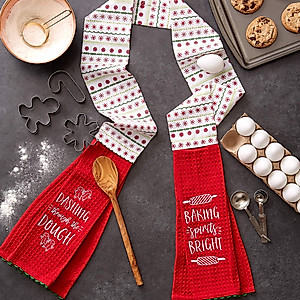 DII Christmas Kitchen Décor, Holiday Cooking & Baking Accessories Machine Washable Cotton, Towel Scarf, 4x70, Dashing Through The Dough