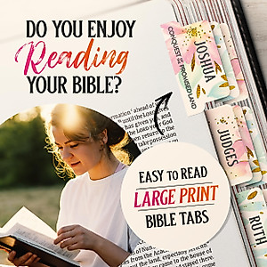 Bible Tabs Gold Floral - Soul Nourishing Book Summaries - 66 Peel-and-Stick SilkTouch Laminated Bible Tabs Large Print | Gold Bible Tabs for Women, Floral Bible Tabs for Study Bible, Bible Book Tabs