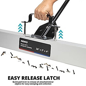 NEIKO 53418A 36-Inch Magnetic Pickup Sweeper with Wheels, Adjustable Handle, and Floor Magnet, Heavy-Duty Magnet to Pick Up Nails, 30-Pound Capacity